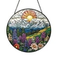 Botanical Mountain Stained Glass Style Window Hanging, Lupine Art Panel ...