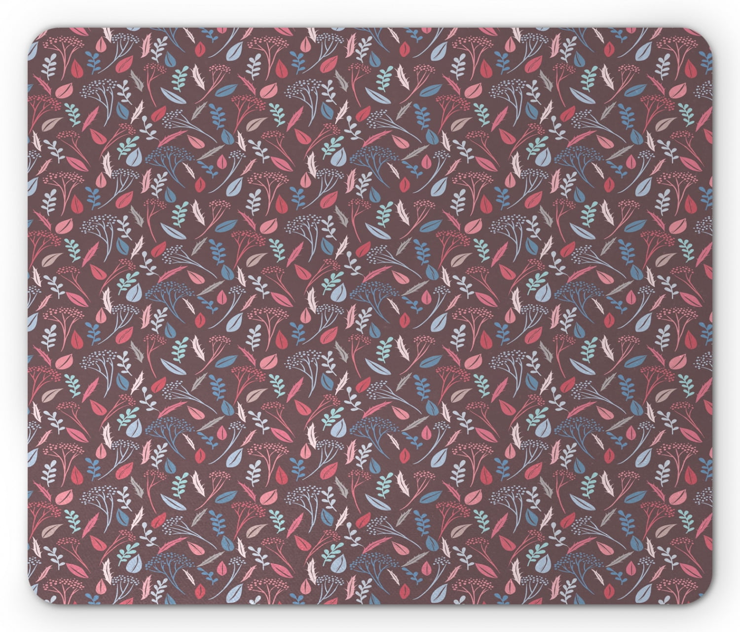 Botanical Mouse Pad, Pastel Nature Revival Leaves Flowers Forest Berry ...