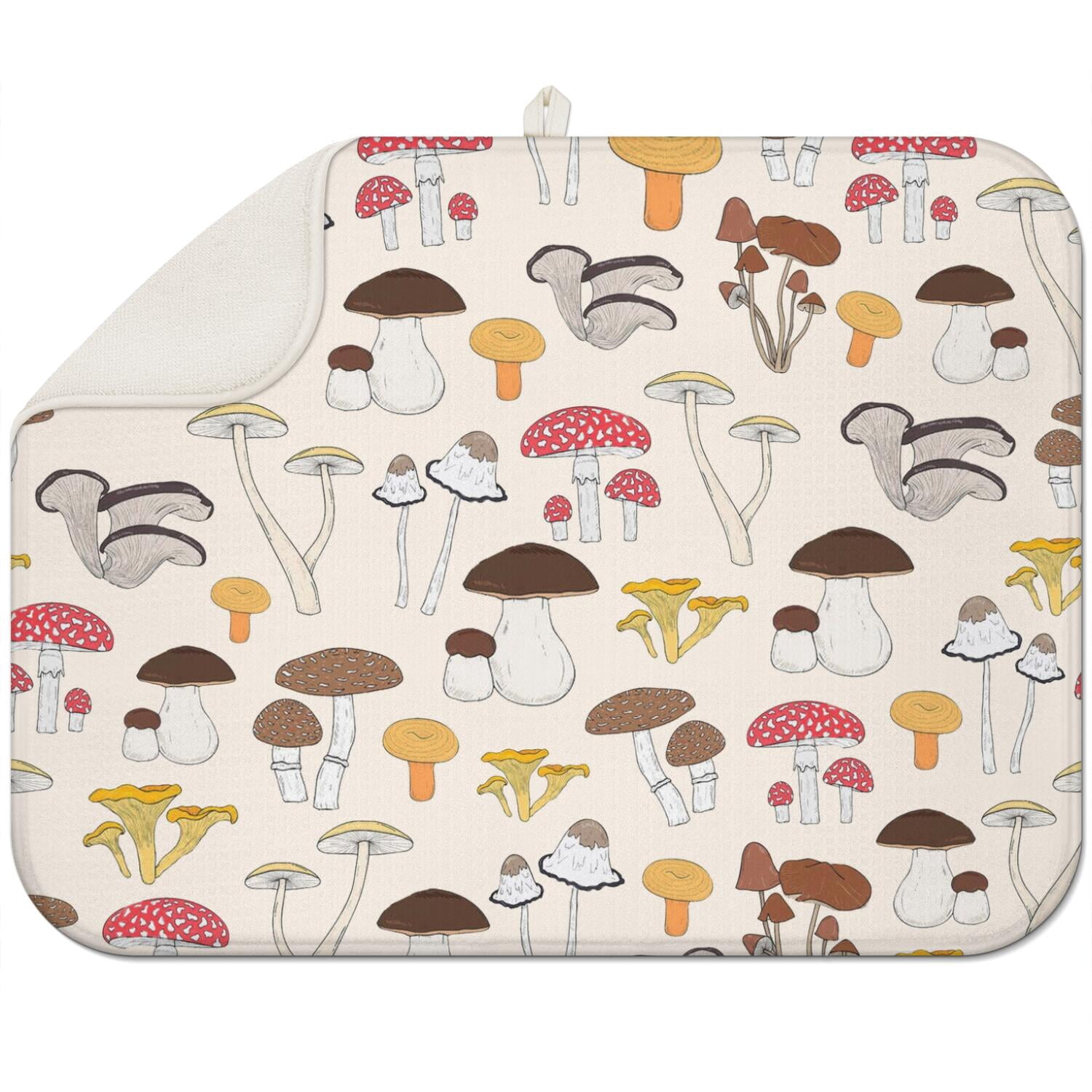 Botanical Mushroom Dish Drying Mat – Woodland Mushroom and Whimsical ...