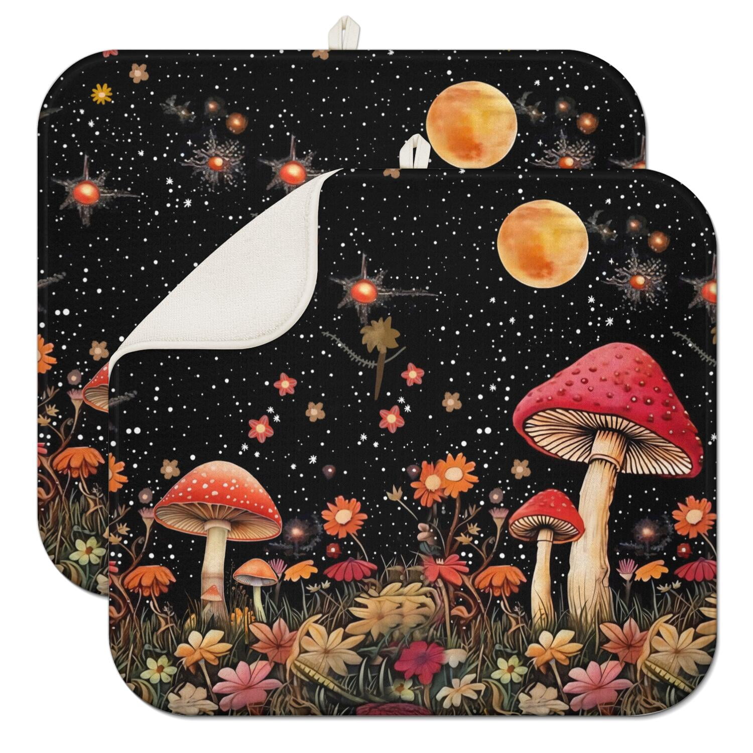 Botanical Mushroom Dish Drying Mat – Woodland Mushroom and Whimsical ...