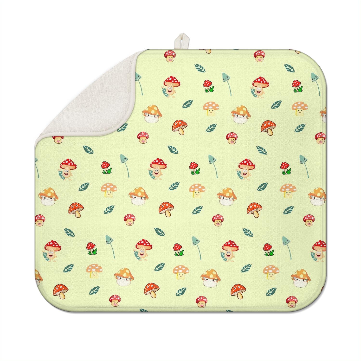 Botanical Mushroom Dish Drying Mat – Woodland Mushroom and Whimsical ...
