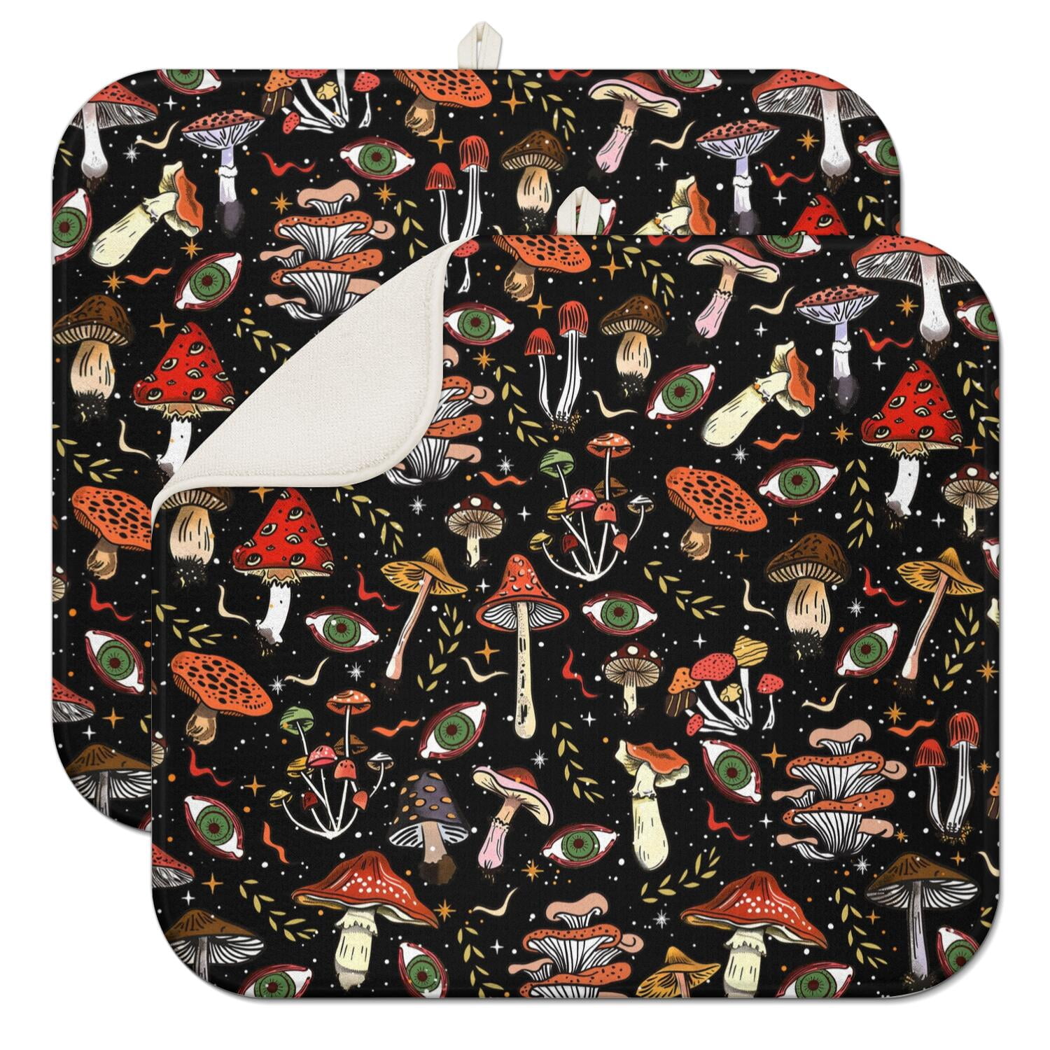 Botanical Mushroom Dish Drying Mat – Woodland Mushroom and Whimsical ...