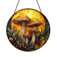 Botanical Mushroom Scene Round Suncatcher – Stained Glass Style Window ...
