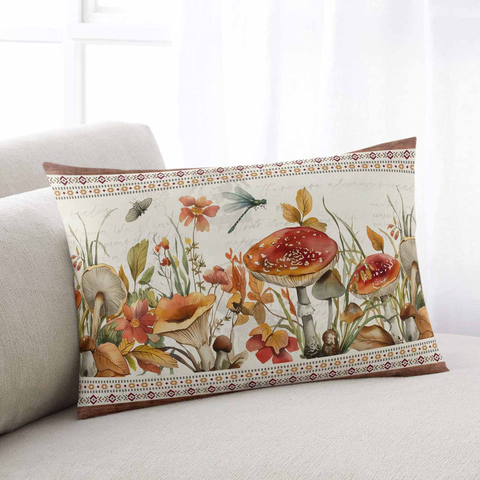 Botanical Mushrooms Body Pillow Cover, Pillowcase Protectors with ...