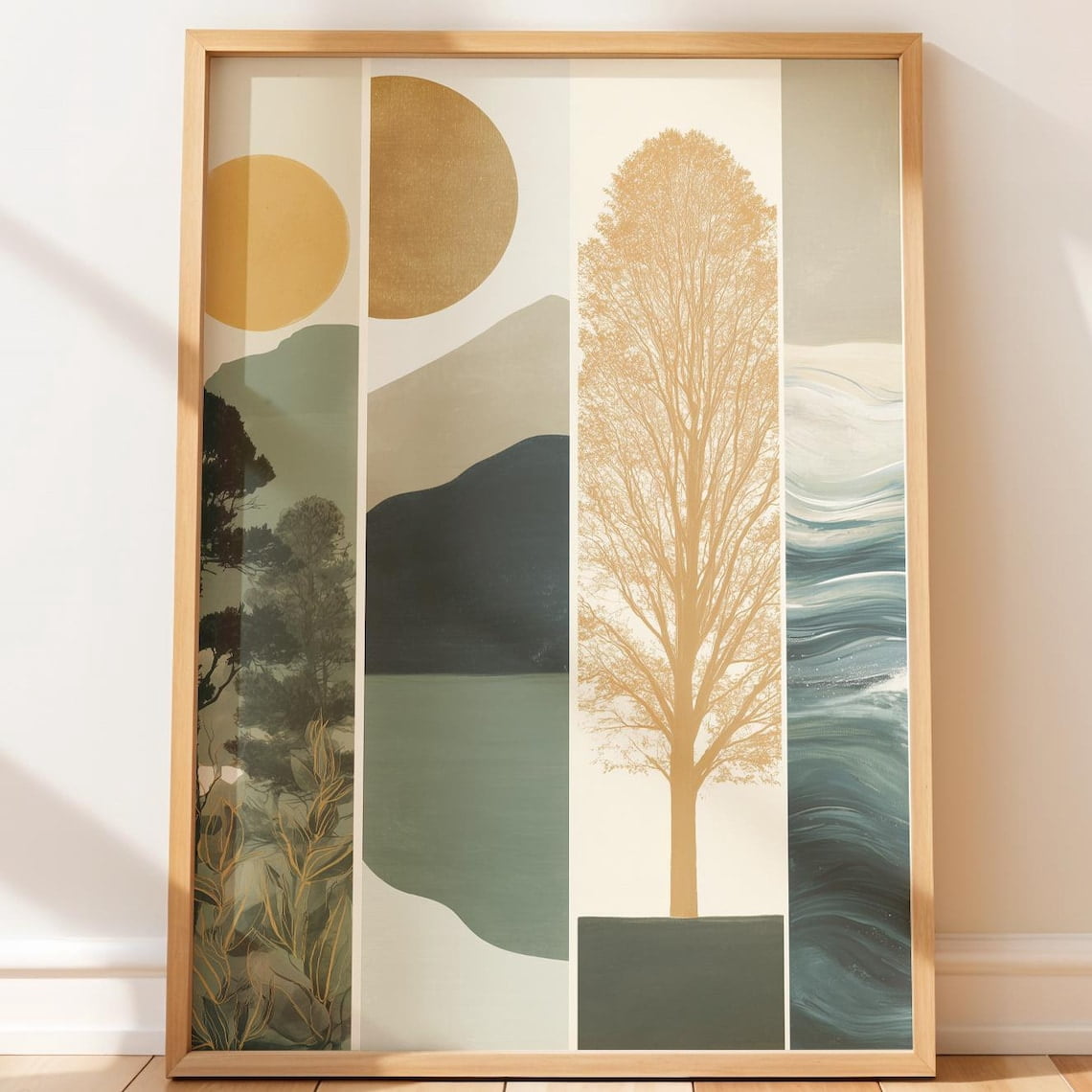 Botanical Nature Scene Minimalist Multi Panel Unframed Paper Print ...