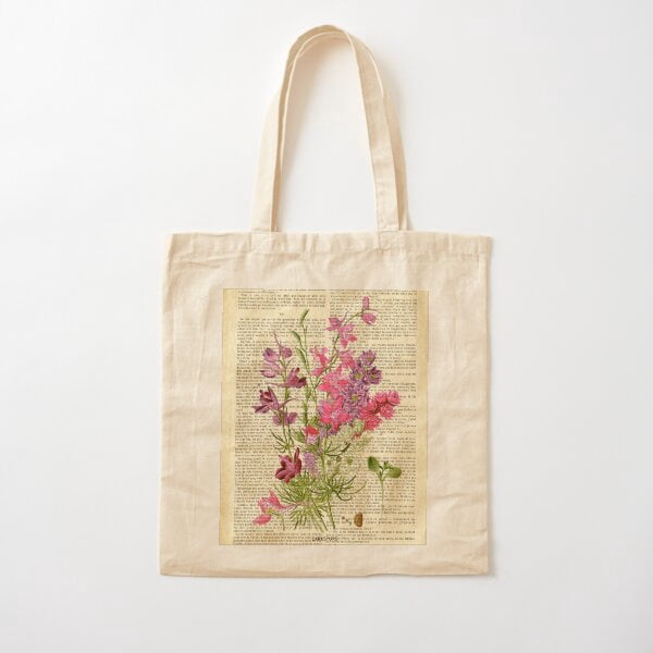 Botanical, On Old Book Page, Pink, Garden Flowers, Old Page, Aged Page ...