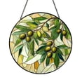 Botanical Olive Branch Glass Style Window Decor, Decorative Hanging ...