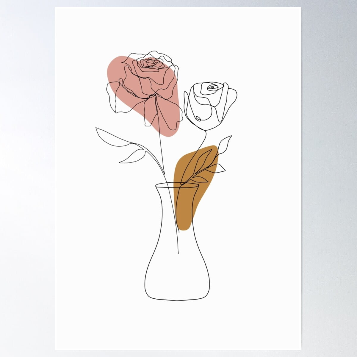 Botanical One Line Art Rose Flowers Poster Wall Art, Modern Wall Decor ...