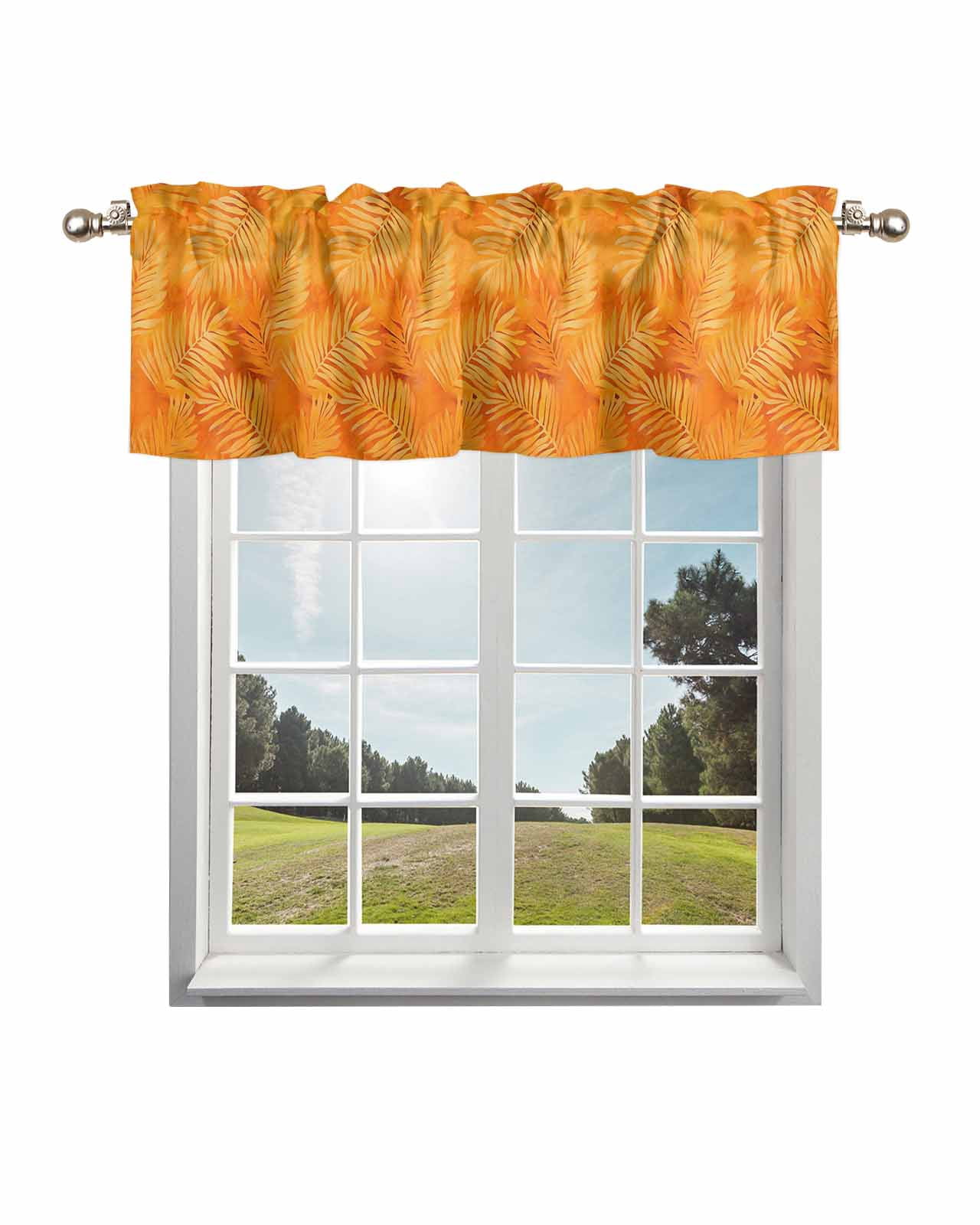 Botanical Orange Curtain Valance for Windows/Living Room/Kitchen ...