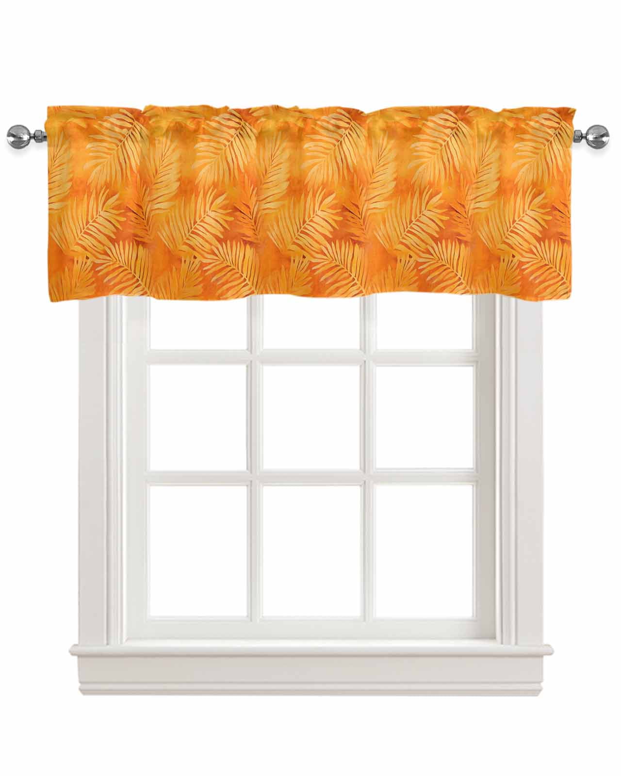 Botanical Orange Kitchen Valances for Windows Farmhouse Linen Window ...
