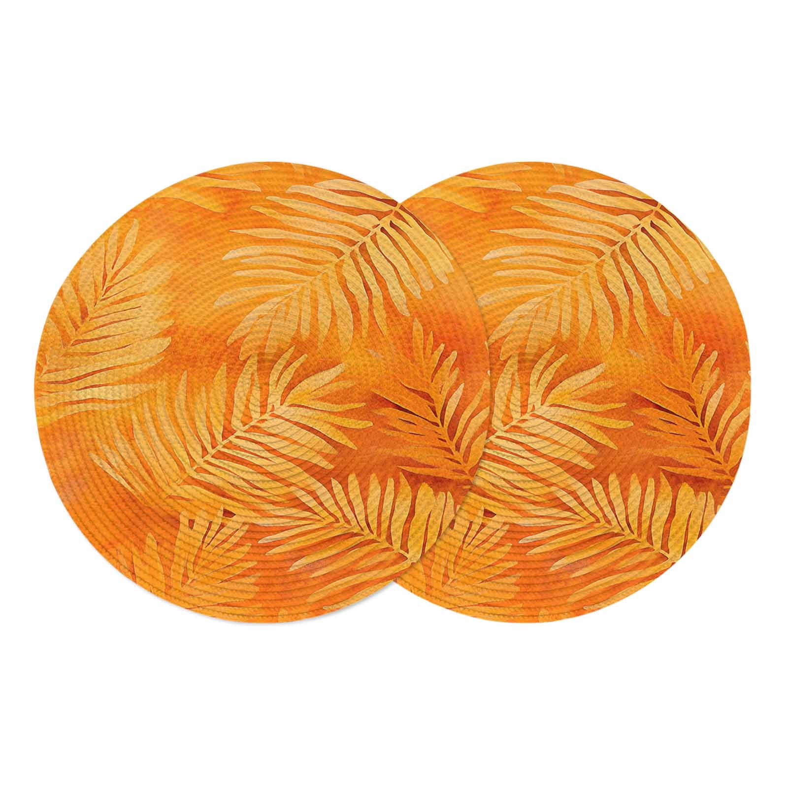 Botanical Orange Round Placemats Set of 2, Braided Polypropylene Place ...