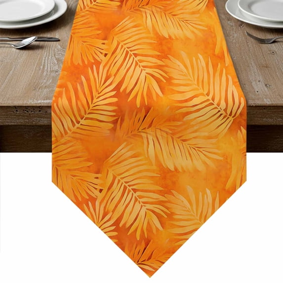 Botanical Orange Table Runner Linen Burlap Table Runner 70 Inches Long ...
