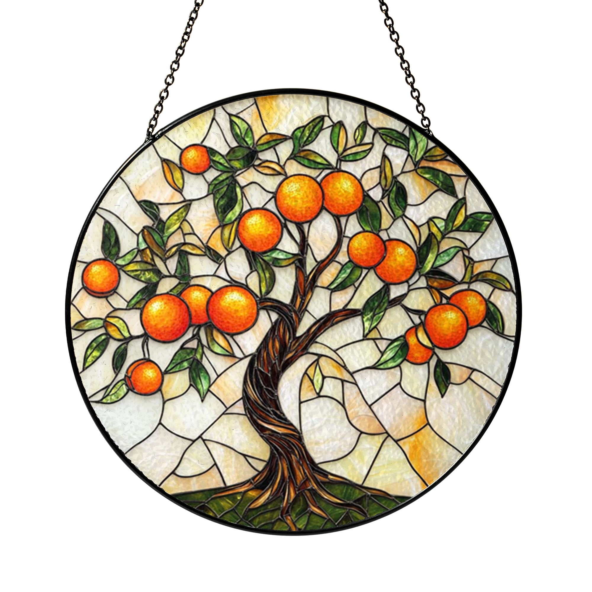 Botanical Orange Tree Window Suncatcher – Decorative Glass Style ...