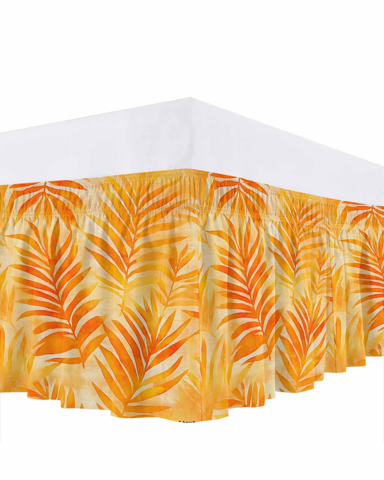 Botanical Orange Yellow Bed Skirt Cal King Size, Modernism Tropical ...