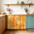 Botanical Orange Yellow Cabinet Curtain 28"Wx35"L,Dustproof Under Sink ...