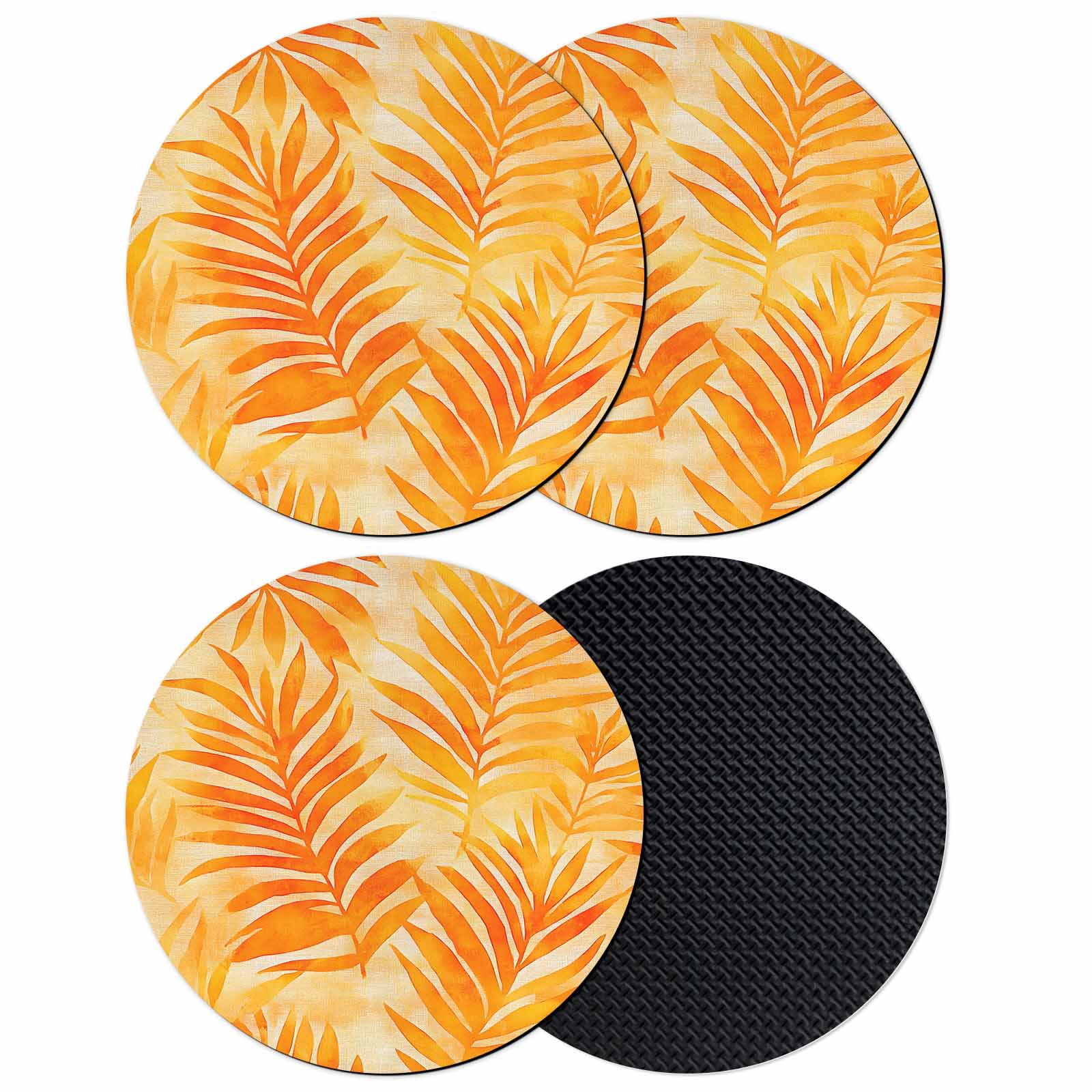 Botanical Orange Yellow Coasters Set of 4, Soft Absorbent Coasters for ...