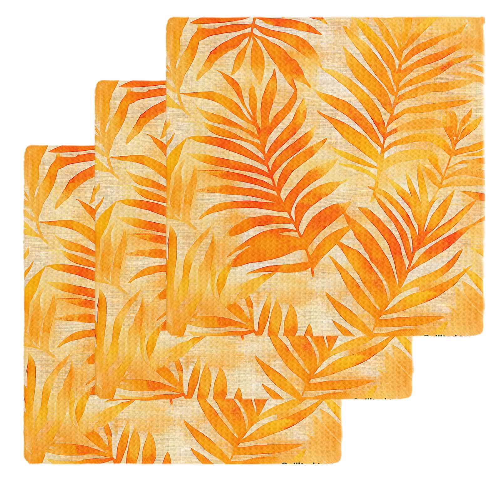 Botanical Orange Yellow Kitchen Dish Towels for Drying Dishes Set of 3 ...