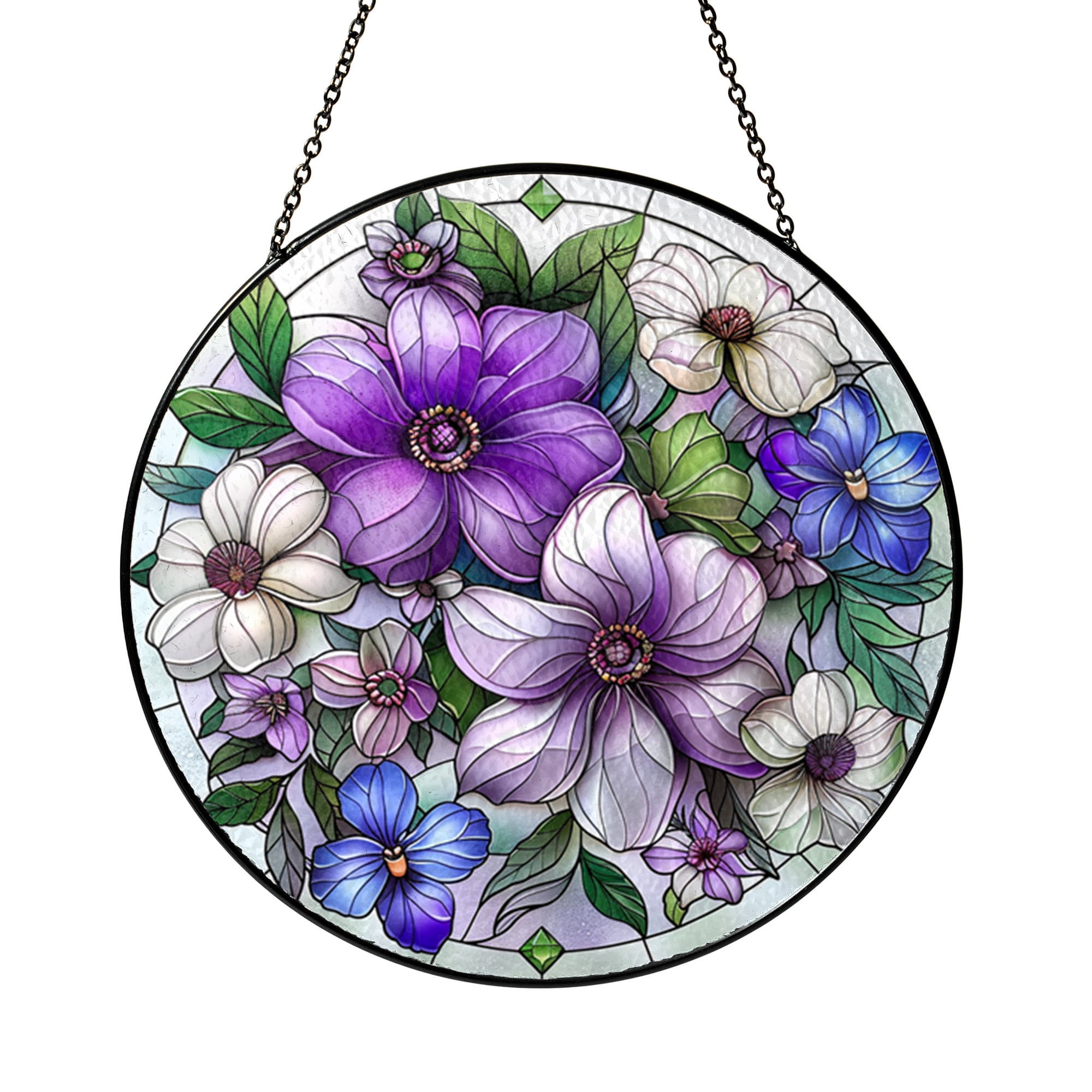 Botanical Orchid Illustration Stained Glass Window Hanging Decor ...