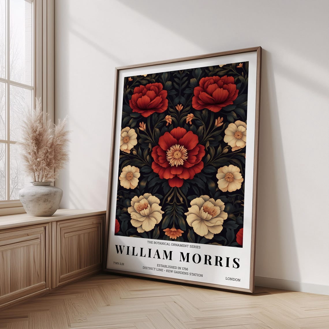 Botanical Ornament Dark Floral Art Nouveau Unframed Paper Print ...