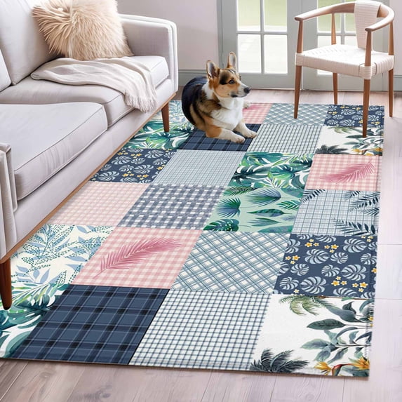 Botanical Patchwork 3'x5' Rug for Bedroom Foot of Bed Small Living Room ...
