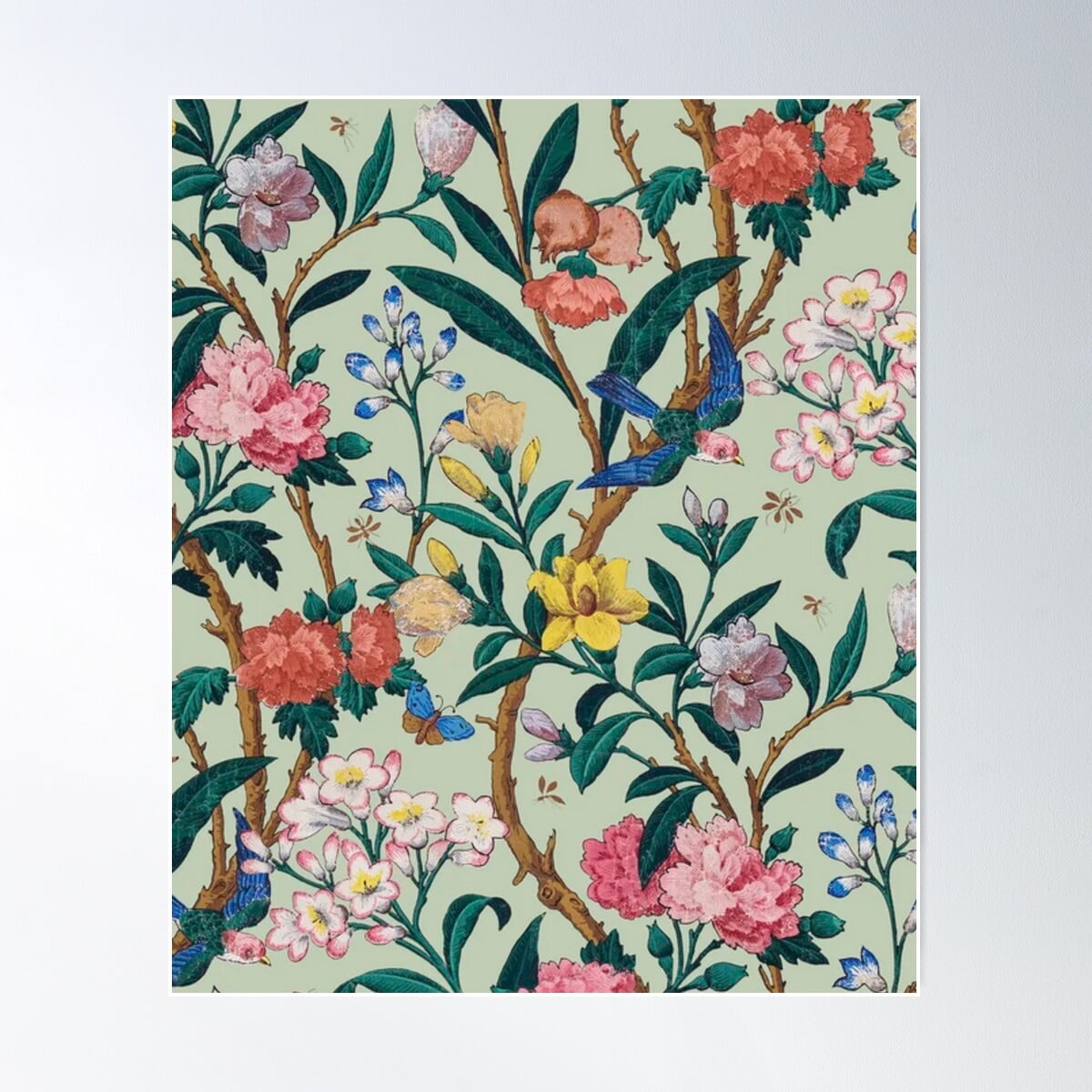 Botanical Pattern Vintage Background Poster Wall Art Modern Wall Decor ...