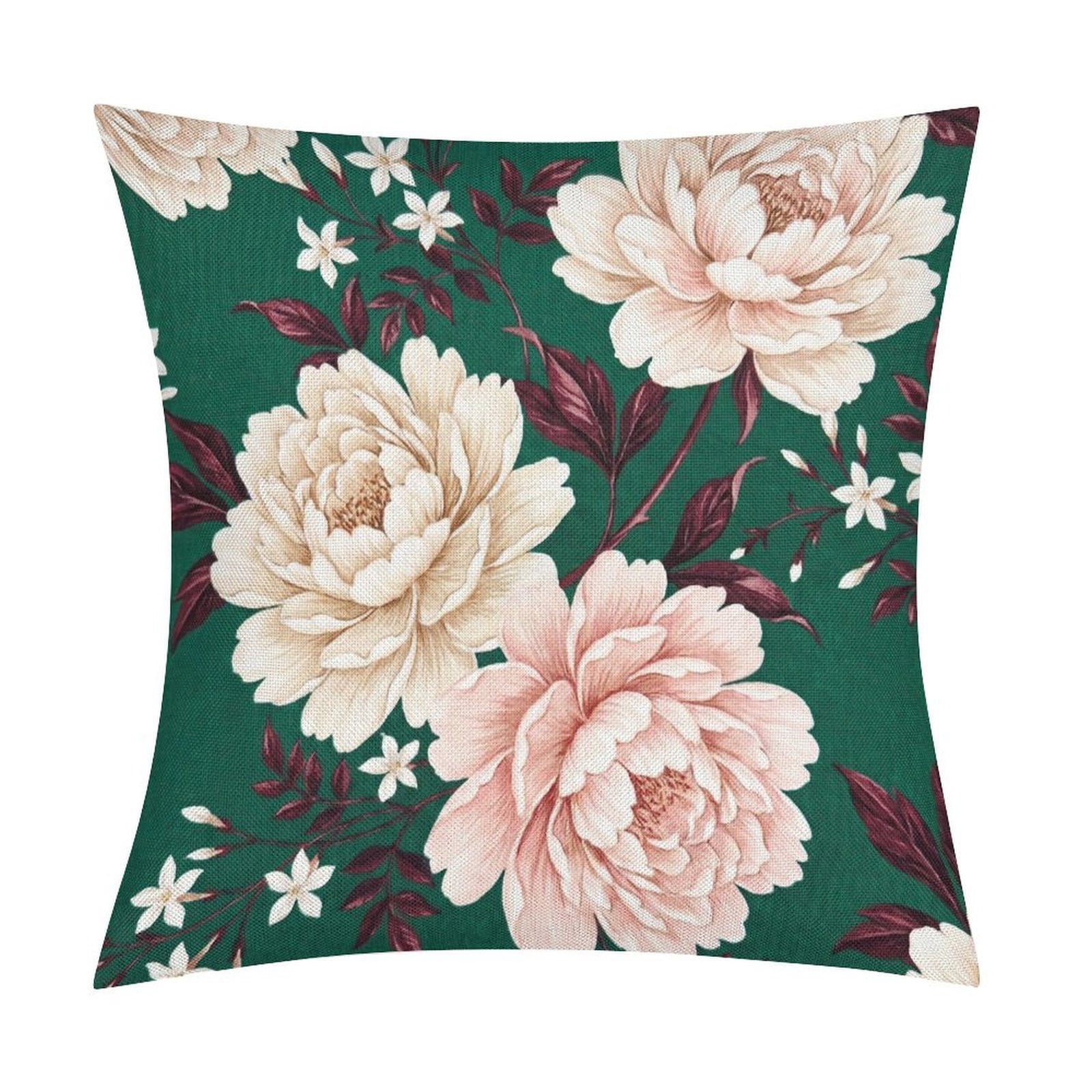 Botanical Peony And Jasmine Garden Print on Dark GreenSoft & Durable 2 ...
