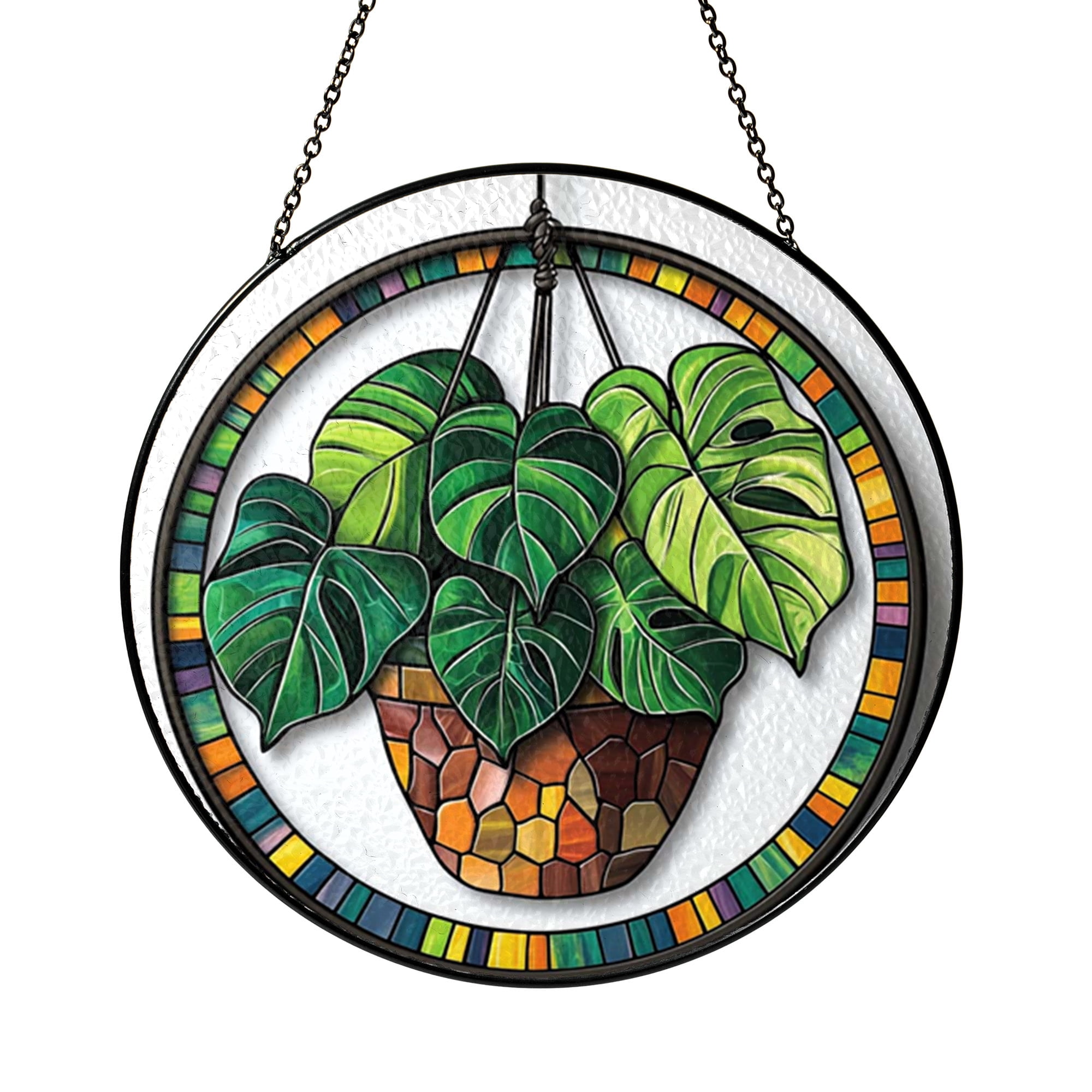 Botanical Philodendron Leaf Stained Glass Style Suncatcher, Decorative ...