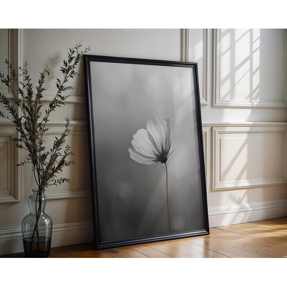 Botanical Photo, Minimalist Black And White Flower Art Print, Unframed ...