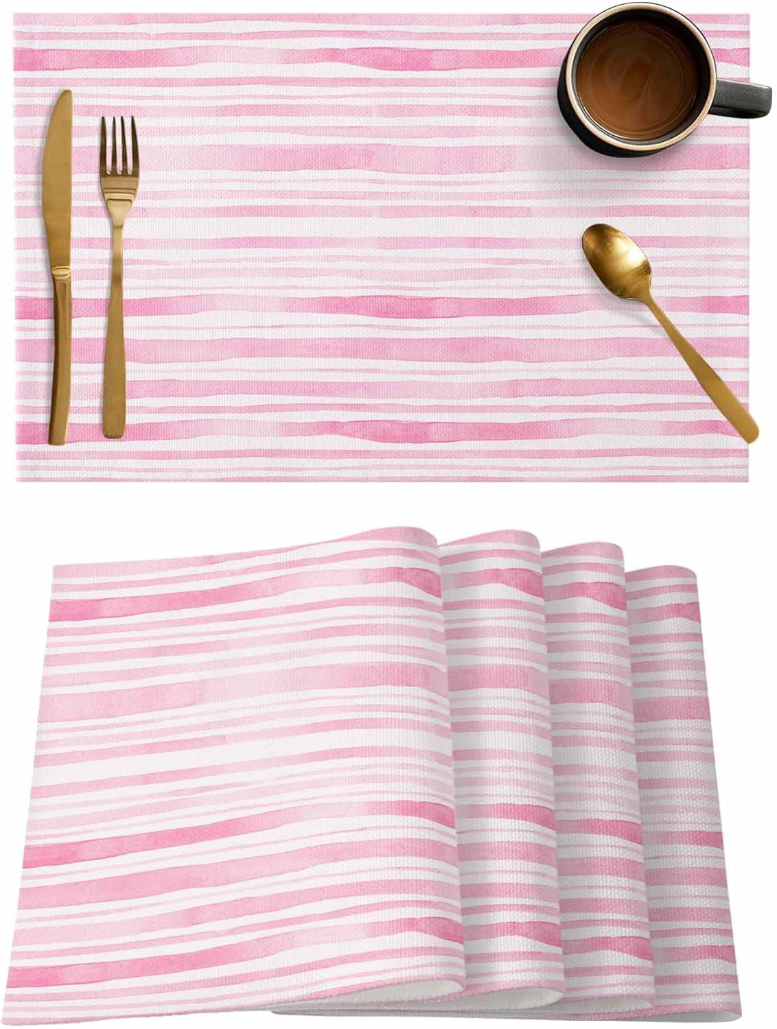 Botanical Placemats Set of 6 Cotton Linen Table Mats Non-Slip Place ...