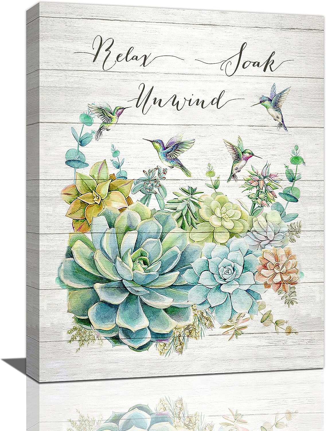 Botanical Plant Succulent Wall Art Country Farmhouse Hummingbird Canvas ...