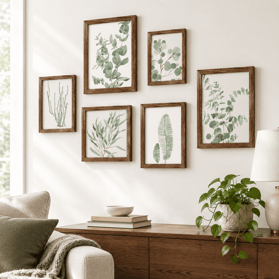 Botanical Plant Wall Art Prints: Sgreen Eucalyptbathroom Decor Boho ...