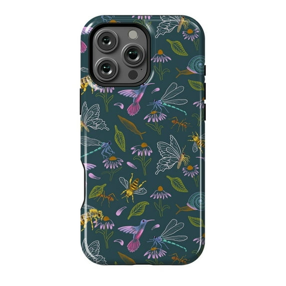Botanical Pollinators Bee Flower Design iPhone Case 17 16 15 14 13 12 ...
