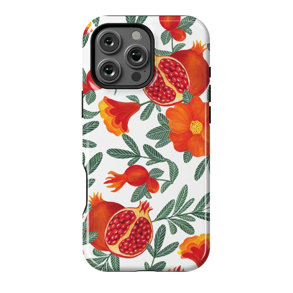 Botanical Pomegranate Fruit Pattern Art Phone Case for iPhone 11 12 13 ...