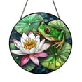 Botanical Pond Scene With Frog and Lily Pad Stained Glass Style Window ...