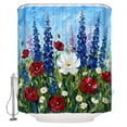 Botanical Poppies Bathroom Shower Curtains with 12 Hooks Polyester ...