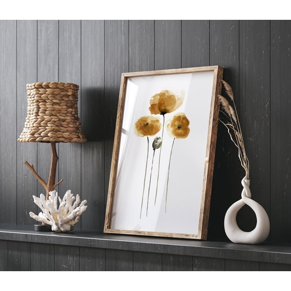 Botanical Poppy Burnt Sienna Flower Modern Floral Minimalist Fall Home ...