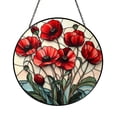 Botanical Poppy Stained Glass Suncatcher, Decorative Window Hanging Sun ...