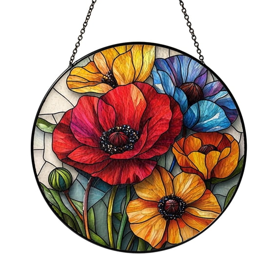 Botanical Poppy Window Art – Faux Stained Glass - Walmart.com