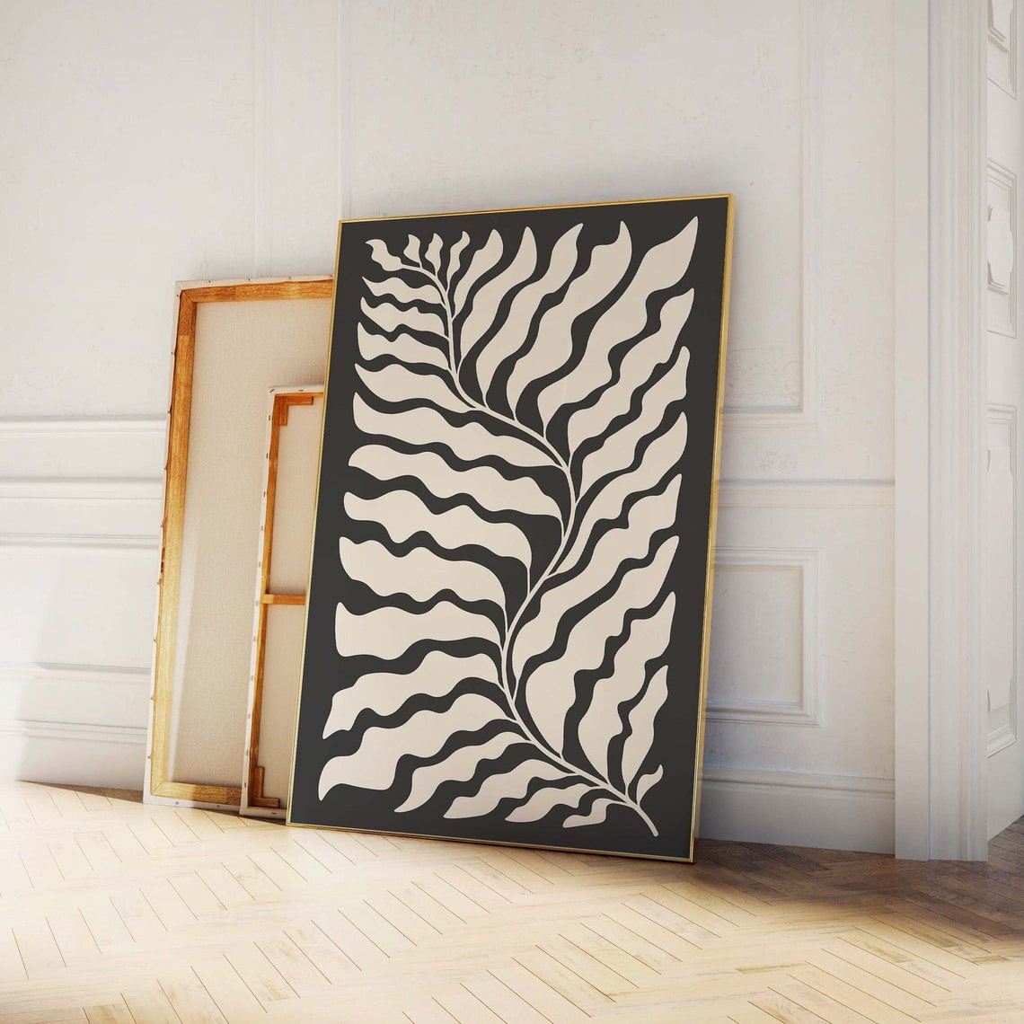 Botanical Poster Black Abstract Floral Art Cute Trendy Wall Maximalist ...