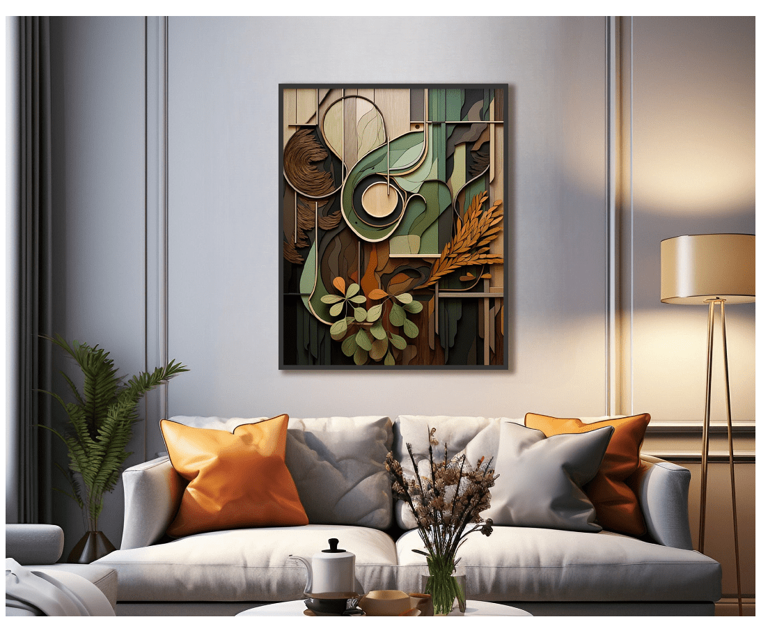 Botanical Poster Boho Wood Shapes Poster Room Decor Bedroom Art Earth ...