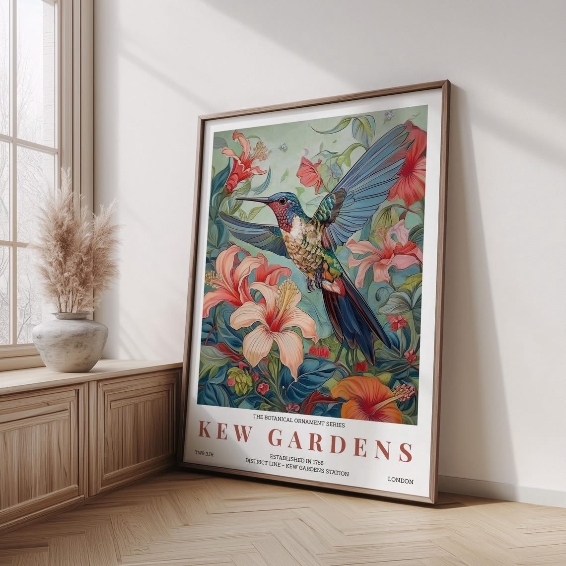 Botanical Poster Hummingbird Botanical Art Vintage Floral Bird Poster ...
