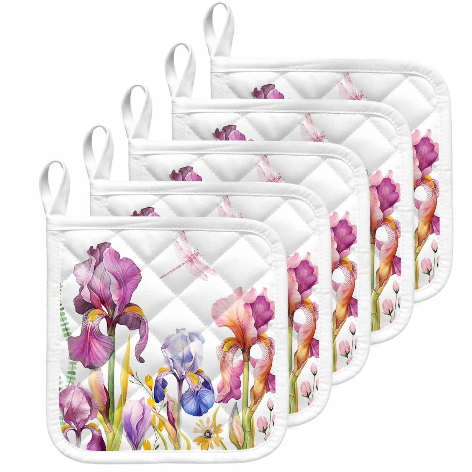 Botanical, Pot Holders for Kitchen Heatproof Potholder, 5 Pack Spring ...
