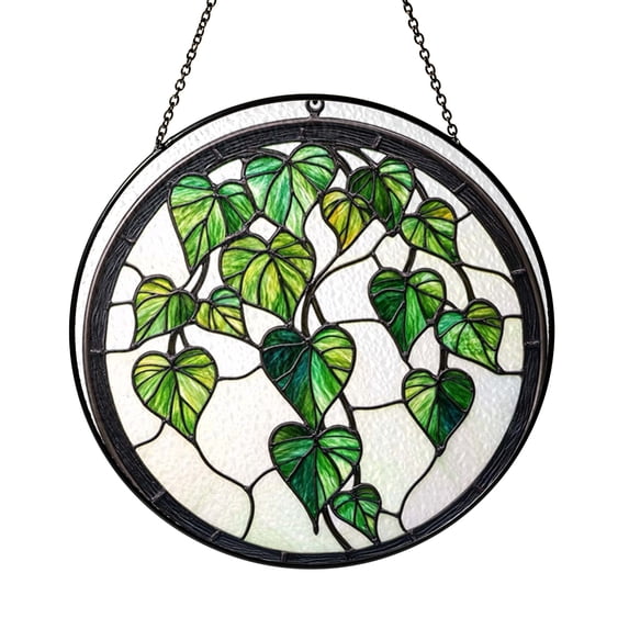 Botanical Pothos Houseplant Stained Glass Style Suncatcher Window ...