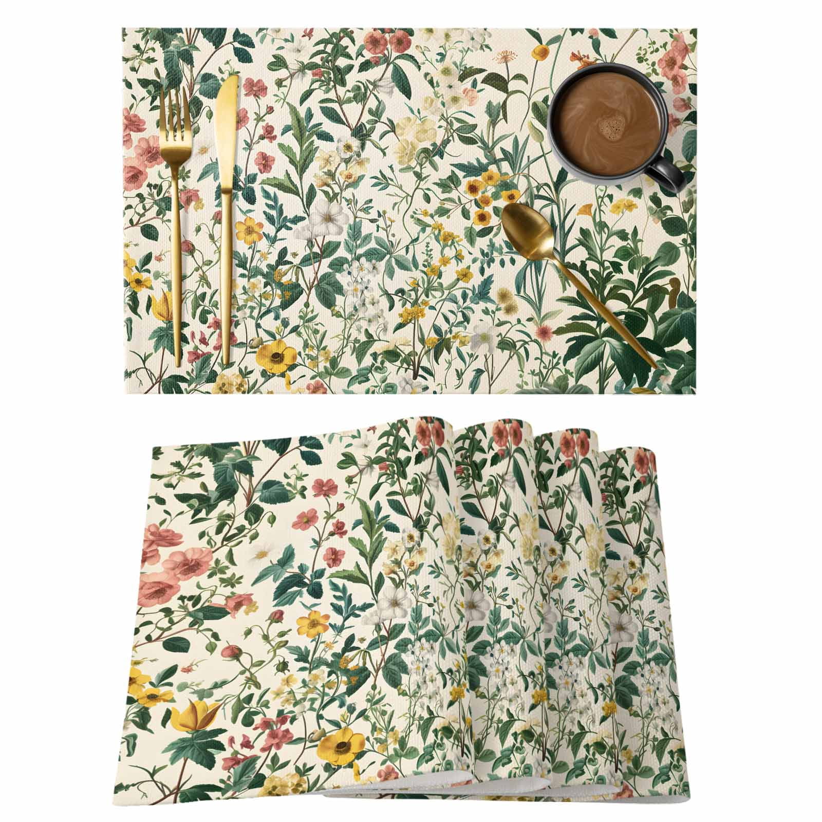 Botanical Print Placemats Set of 12 Vintage Plants Herbs Fruit Flower ...