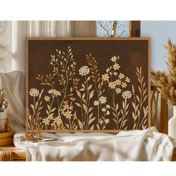 Botanical Printable Boho Wall Art, Neutral Floral Print, Vintage Spring ...