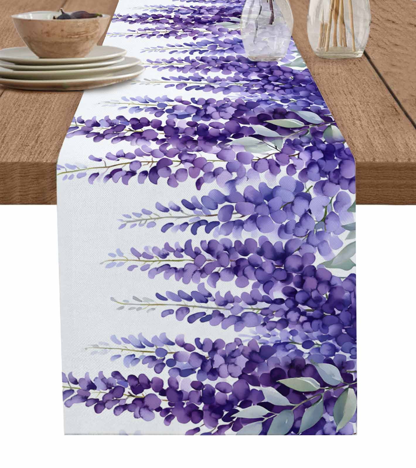 Botanical Purple Table Runner 72 Inches, Spring Garden Florals Bed ...
