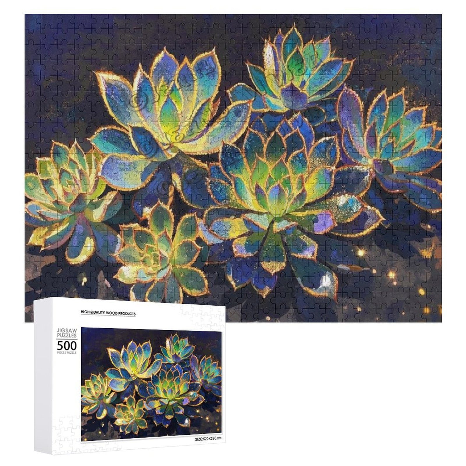 Botanical Puzzle – 500 Piece Succulent Jigsaw for Adults – Wooden ...