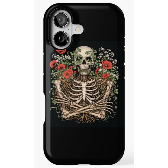 Botanical Rebirth Skeleton Poppies Ivy Art Phone Case for iPhone 11 12 ...