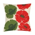 Botanical Red And Green Poppy Flower PrintSet of 2 Faux Linen Throw ...