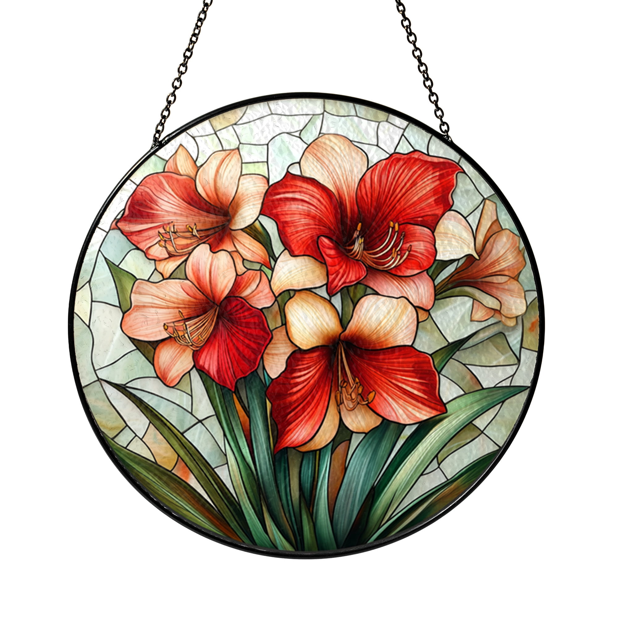 Botanical Red Lily Stained Glass Suncatcher – Elegant Window Decor ...